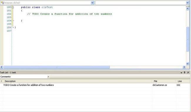 Task List Feature in Visual Studio Task List Feature in Visual Studio
